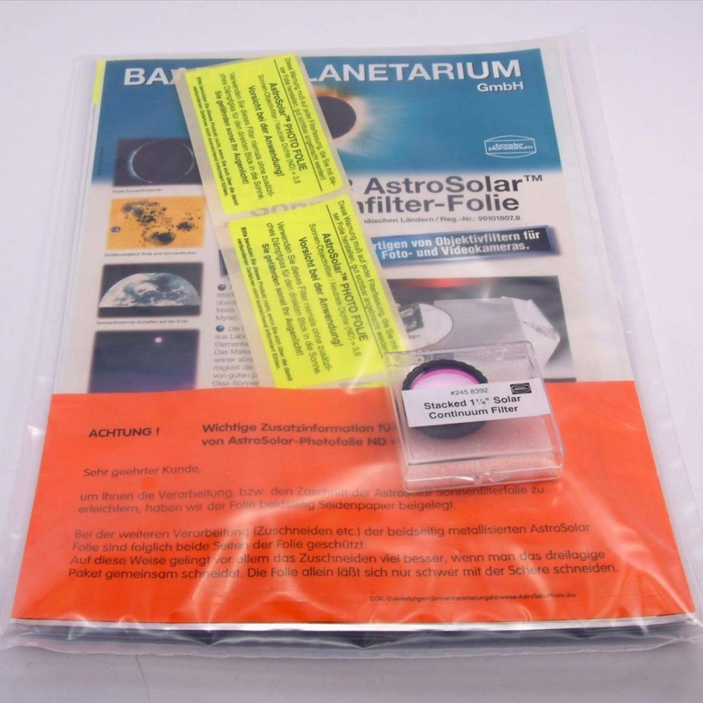 Baader 1.25" Double Stacked Solar Continuum Filter with Baader ND3.8 ...
