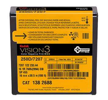 Kodak VISION3 250D Color Negative 16mm 7207 Film - Widescreen Centre