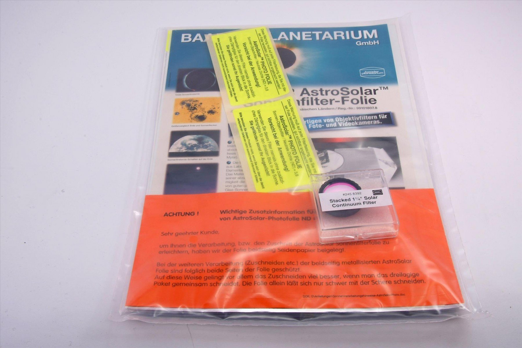 Baader 1.25" Double Stacked Solar Continuum Filter with Baader ND3.8 ...