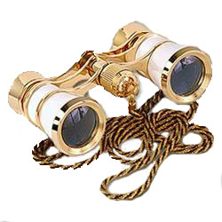 Carmen 3x25 mm White and Gold Opera Glasses - Widescreen Centre