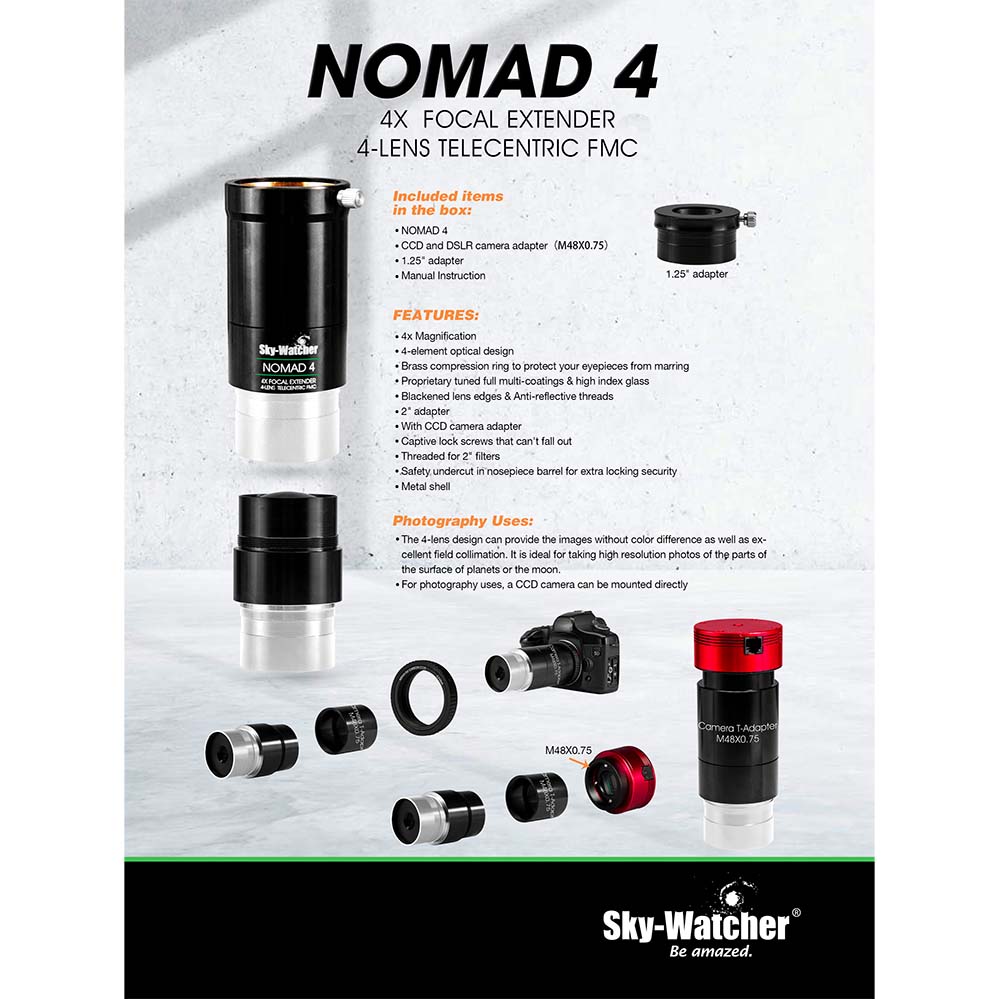 Sky-Watcher Nomad-4 x4 Telecentric Focal Extender - Widescreen Centre